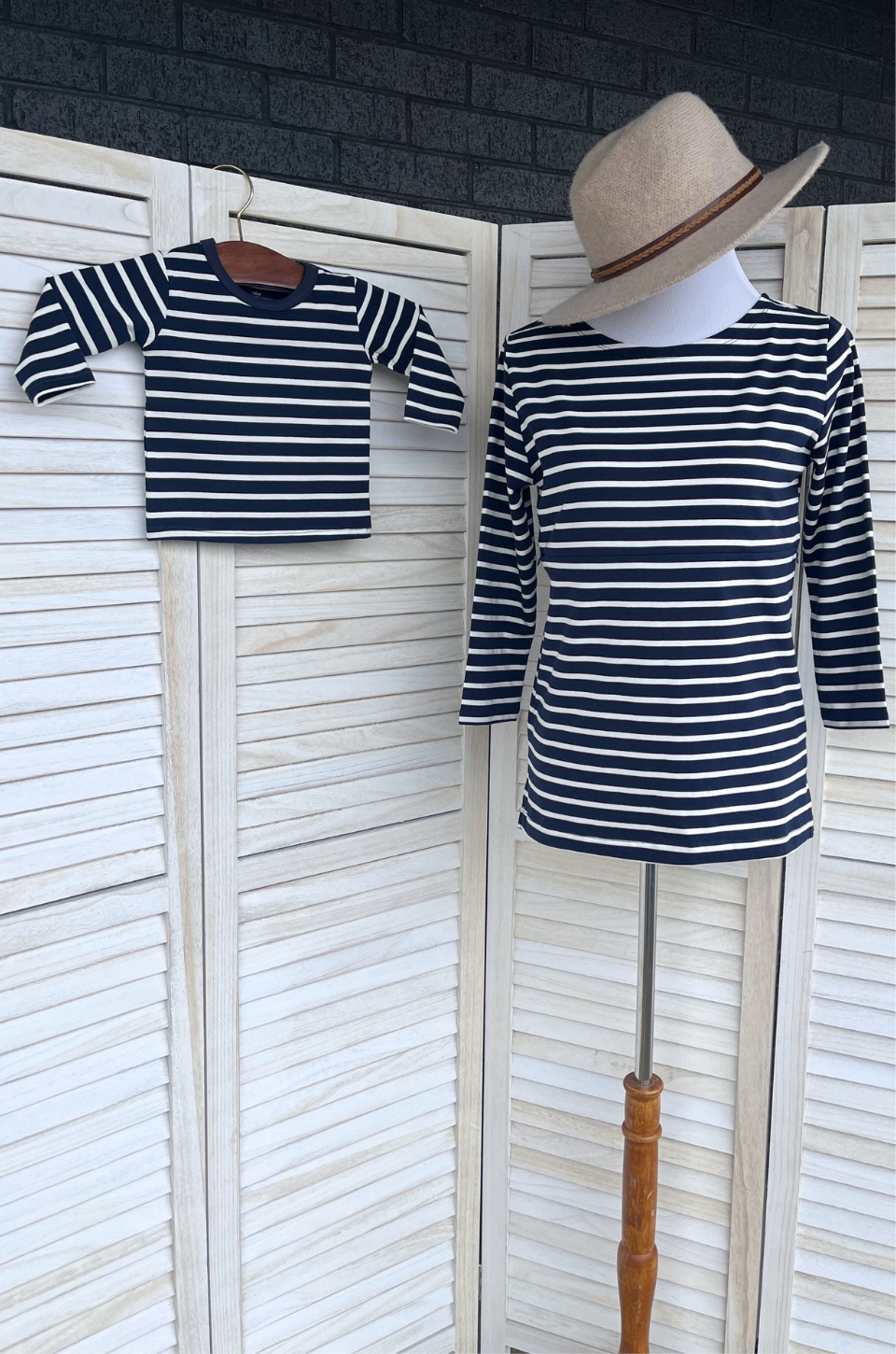 Striped Nursing Top + Matching Baby Shirt Bundle - Navy/White – Nursing ...